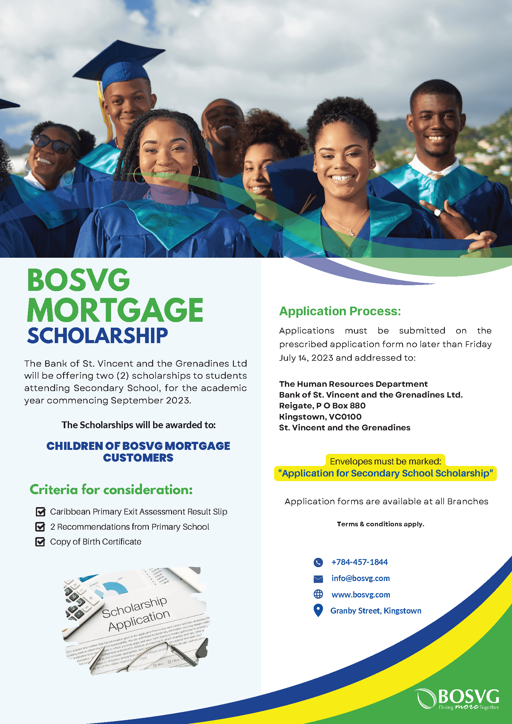Bank of Saint Vincent & the Grenadines BOSVG 2023 Mortgage Scholarships ...